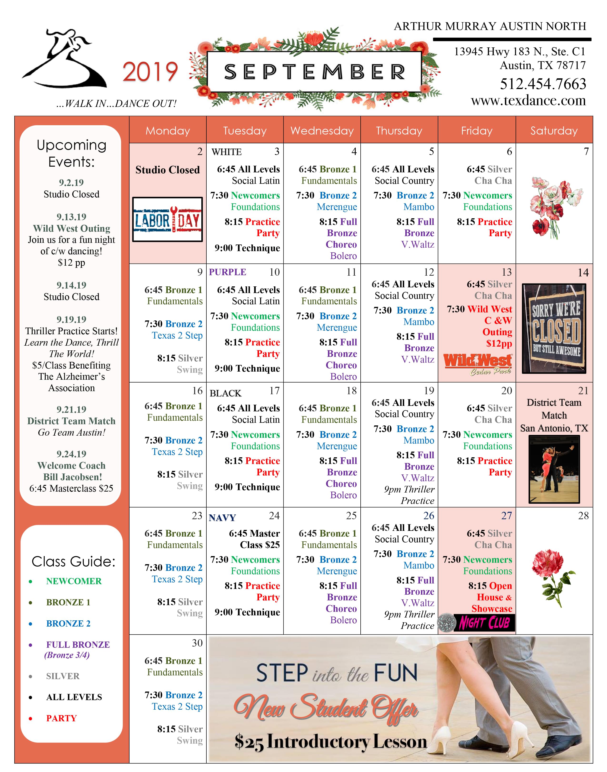 Event Calendar - Arthur Murray Austin